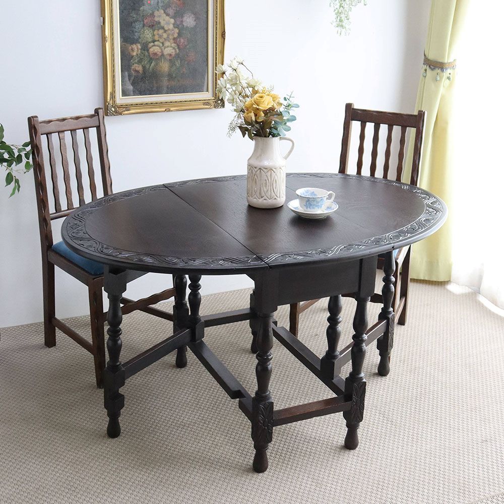 素敵な縁取りに一目ぼれ♪ ゲートレッグテーブル VC108-052 – アンティーク家具と雑貨の店 ビクトリアンクラフト